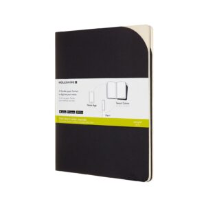 moleskine paper tablet cahier soft cover smart notebook, plain/blank, xl (7.5" x 9.5") black, compatible w/ moleskine pen+ ellipse (sold separately) & app & organize notes, 88 pages