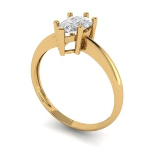 Clara Pucci 1.0 ct Pear Cut Solitaire Stunning Genuine Moissanite Wedding Bridal Designer Anniversary Engagement Ring in 14k Yellow Gold 9