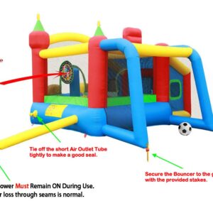 WELLFUNTIME Inflatable Bounce House,Jumping Castle Slide with Blower,Kids Bouncer with Ball Pit