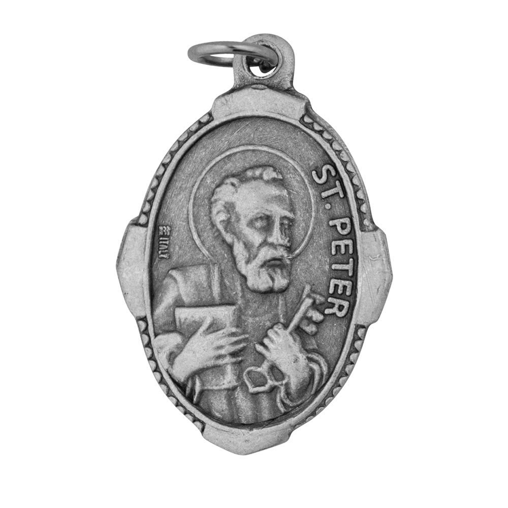 1" Saint and Holy Subject Medal with Prayer Card | Over 25 Different Saints | Durable and Detailed Charm | Pendant Medal Carded with Prayer | Christian Jewelry (St. Peter)