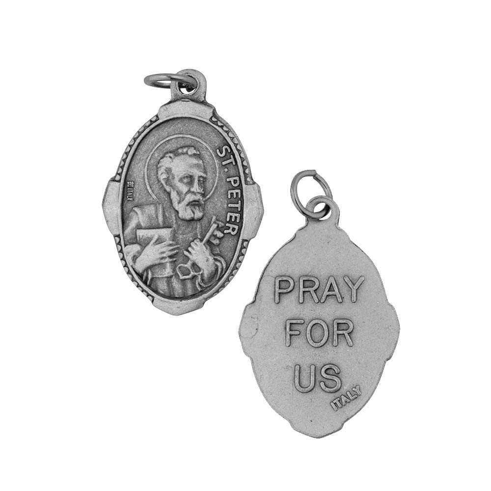 1" Saint and Holy Subject Medal with Prayer Card | Over 25 Different Saints | Durable and Detailed Charm | Pendant Medal Carded with Prayer | Christian Jewelry (St. Peter)