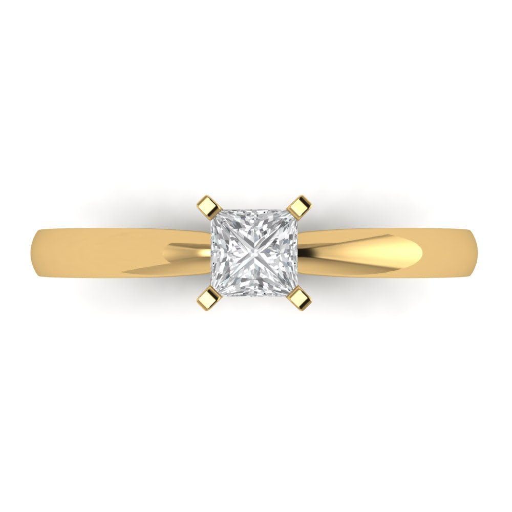 Clara Pucci 0.50 ct Princess Cut Solitaire Genuine Moissanite Wedding Bridal Designer Anniversary Engagement Ring in 14k Yellow Gold