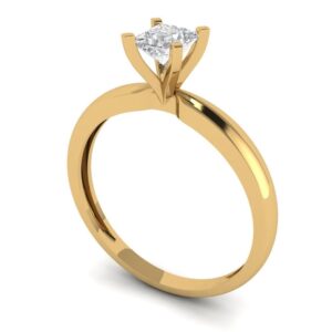 Clara Pucci 0.50 ct Princess Cut Solitaire Genuine Moissanite Wedding Bridal Designer Anniversary Engagement Ring in 14k Yellow Gold