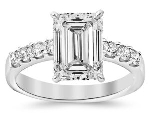 houston diamond district 1.5 ctw emerald classic prong set round 14k white gold engagement ring (i-j color vs1-vs2 clarity 1 ct center)