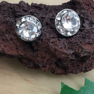 PammyJ 11mm Round Crystal Earrings (Clear)