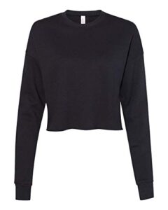 bella + canvas ladies' cropped fleece crew s black