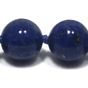 LTC Designs Sterling Silver 8mm Smooth Lapis Lazuli Bead Necklace, 30" for Men, Women, and Teens