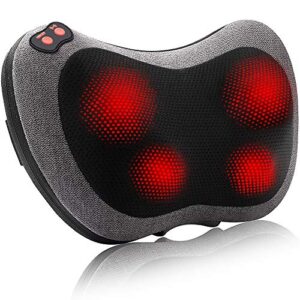 papillon shiatsu back and neck massager with heat, deep tissue kneading,electric massage pillow for back,shoulders,legs,foot,body muscle pain relief,use at home,car,office