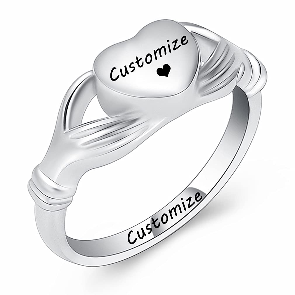 Minicremation Cremation Urn Ring for Ashes for Women Stainless Steel Heart Finger Ring Waterproof Memorial Keepsake Cremation Ring Holds Loved Ones Ashes