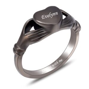 Minicremation Cremation Urn Ring for Ashes for Women Stainless Steel Heart Finger Ring Waterproof Memorial Keepsake Cremation Ring Holds Loved Ones Ashes