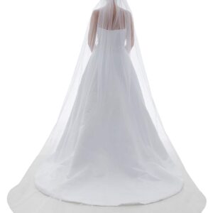 SAMKY 1T 1 Tier Beaded Edge Wedding Veil - White Cathedral Length 108" V119