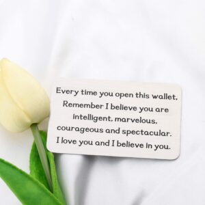 Inspirational Gift Metal Wallet Card Insert Remember I Love You And Believe In You Encouragement Gift for Son Daughter Friend Gifts (silver)