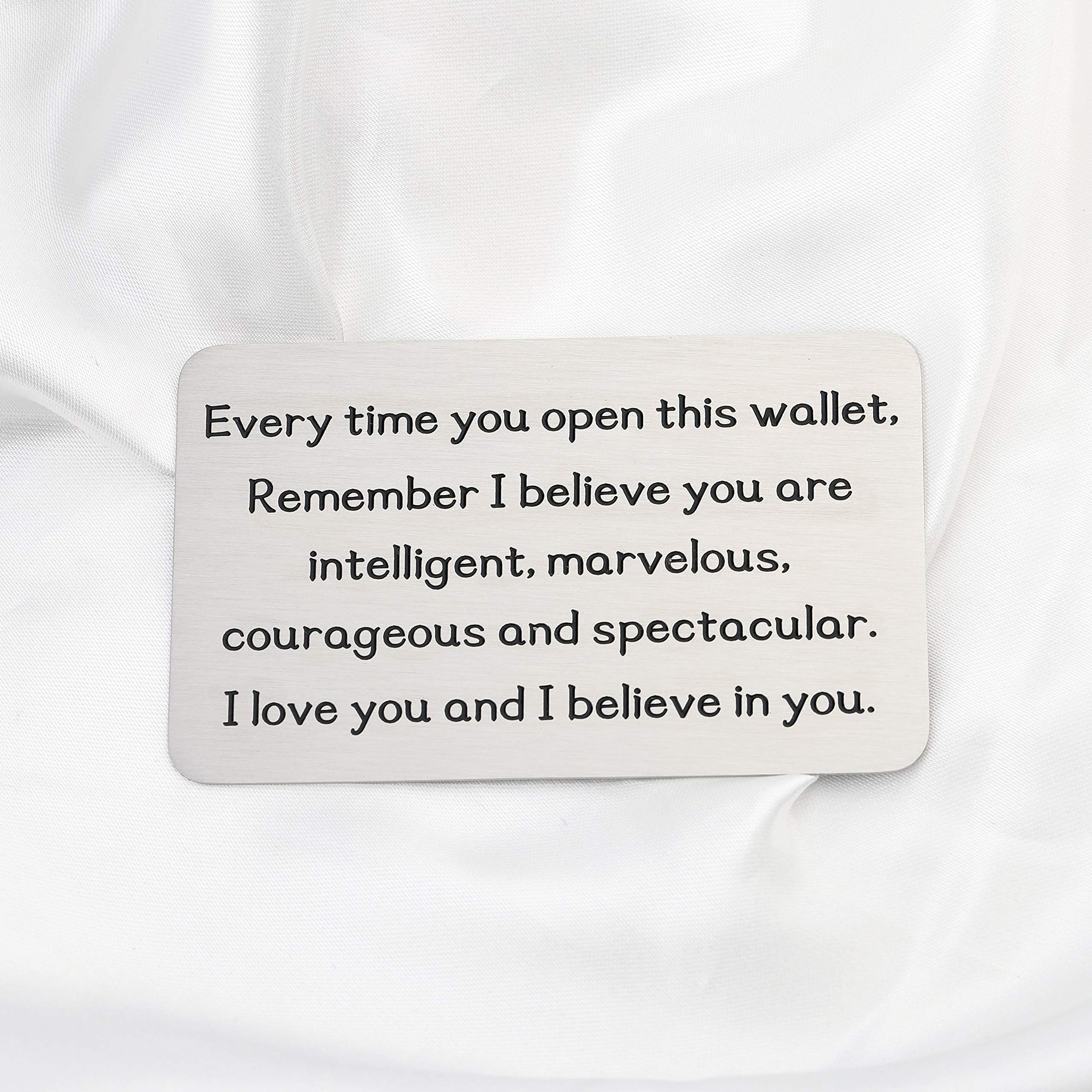 Inspirational Gift Metal Wallet Card Insert Remember I Love You And Believe In You Encouragement Gift for Son Daughter Friend Gifts (silver)