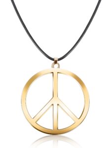 tatuo 1 piece metal peace sign pendant 1960s 1970s hippie party accessories necklace (gold)