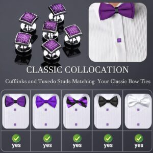 HAWSON Graceful Square Purple Crystal Man Tuxedo Cufflinks Shirt Studs (Purple)