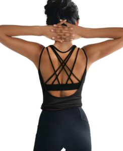 oyanus womens summer workout tops sexy backless yoga shirts loose open back running sports tank tops cute muscle tank sleeveless gym fitness quick dry activewear clothes for juniors black l