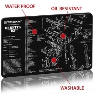 TekMat Beretta 92 Gun Cleaning Mat, Black