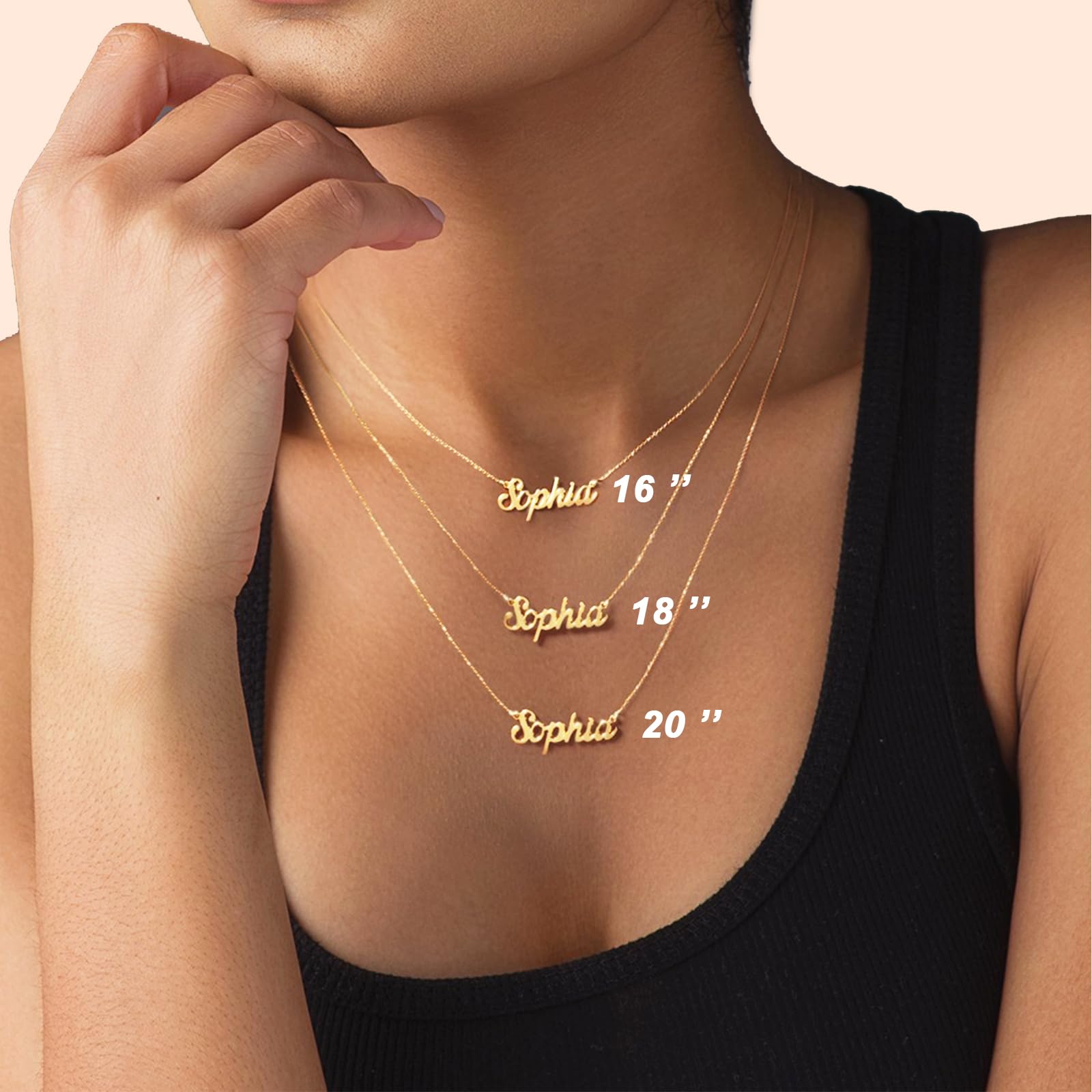 Yofair Custom Name Necklace Personalized 18K Gold Plated Nameplate Pendant Gift for Women