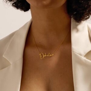 Yofair Custom Name Necklace Personalized 18K Gold Plated Nameplate Pendant Gift for Women