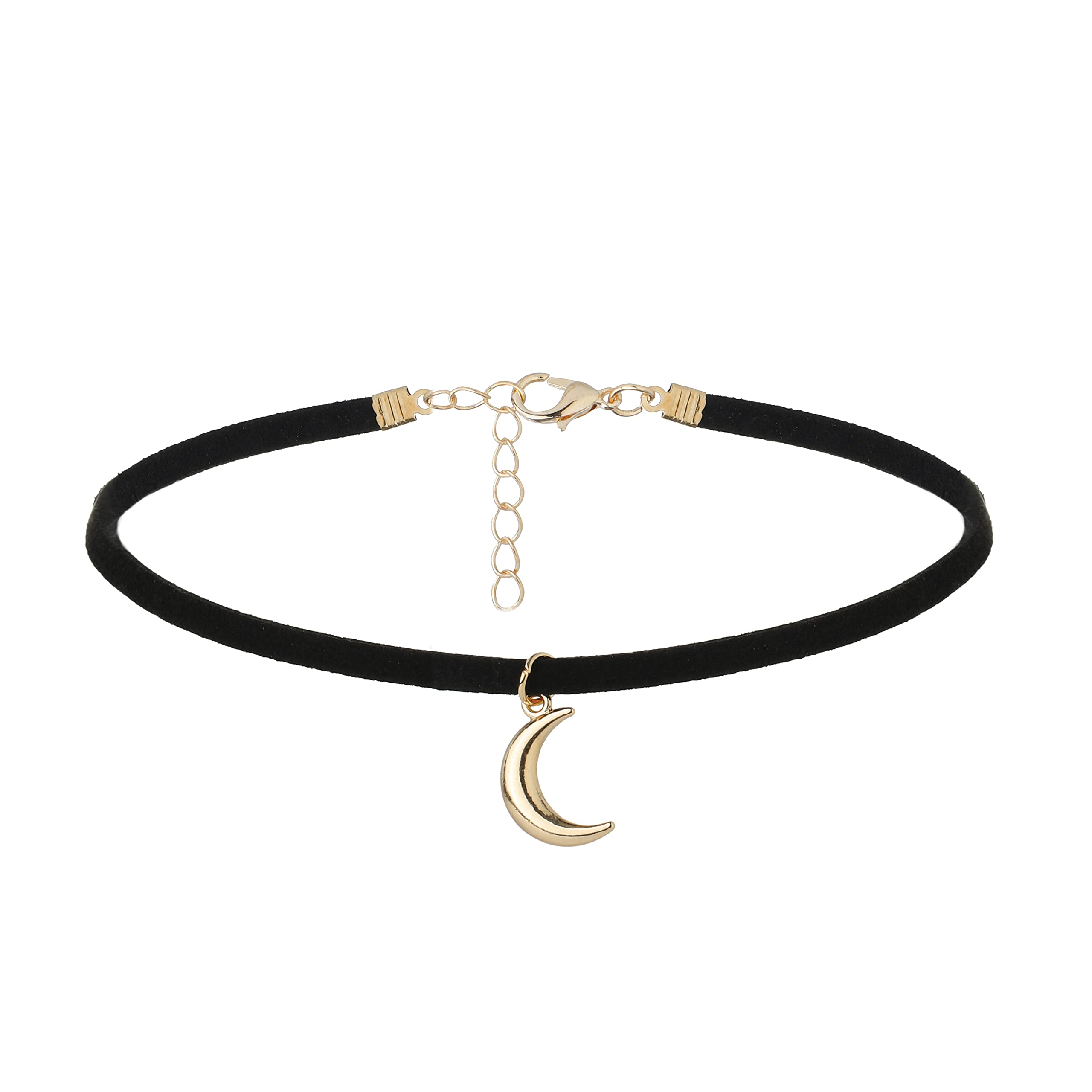 CanB Moon Choker Dainty Choker Velvet Black Choker Moon Necklace Fashion Choker Necklace for Women