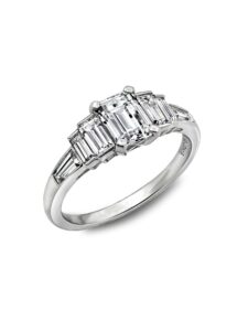 diamonbliss platinum plated sterling silver cubic zirconia emerald cut & baguette ring (7)