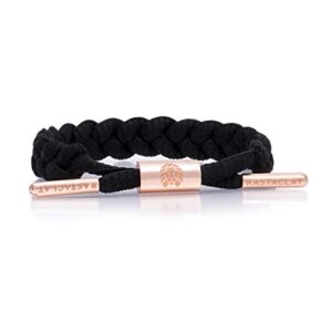 Rastaclat Braided Bracelet for Men and Women of All Ages - Lauryn Black/Peach Gold Bracelet | Adjustable Stackable Bracelet Braided by Hand (Small/Medium)