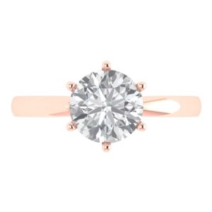 clara pucci 2.0 ct round cut solitaire genuine moissanite wedding bridal designer anniversary engagement ring in 14k rose gold for women