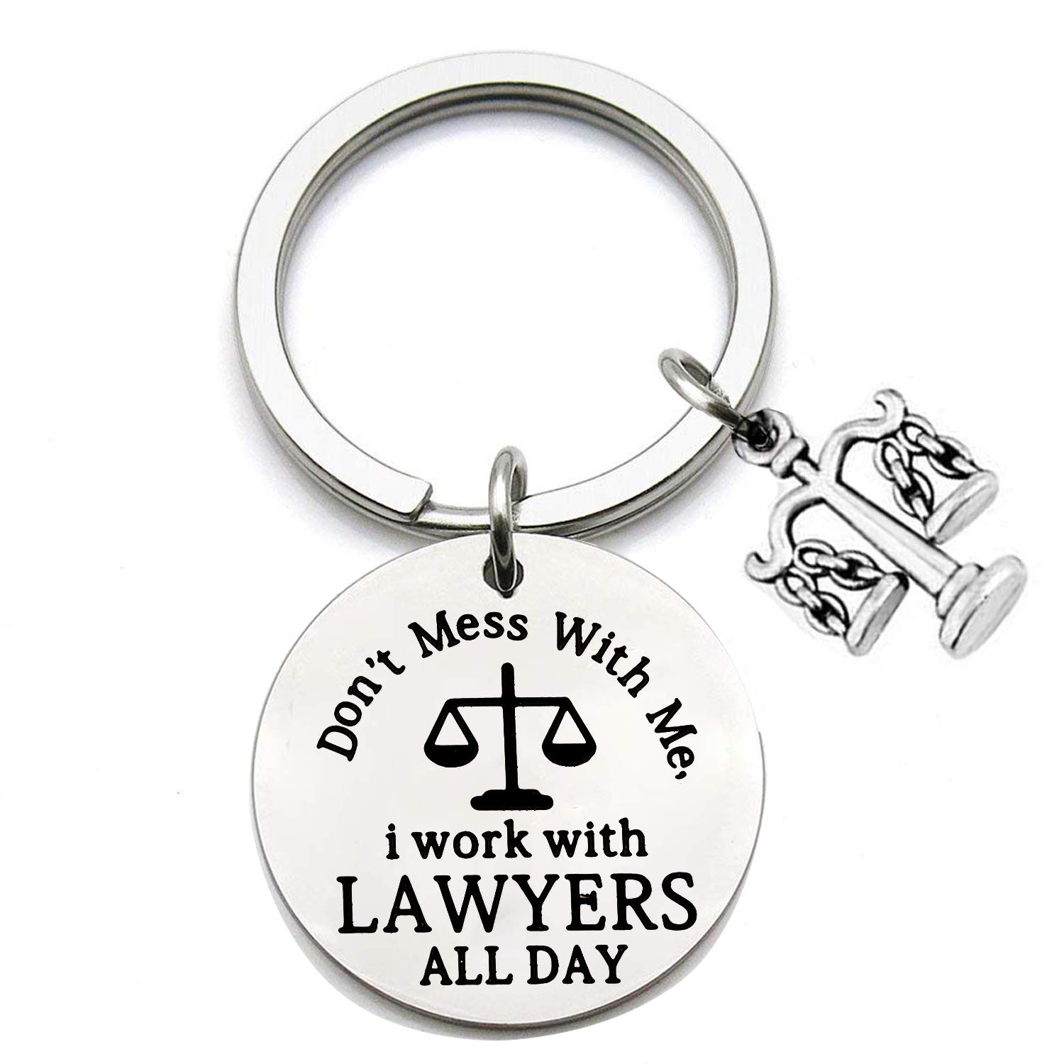 FUTOP Lawyer Gift Don’t Mess With Me, I Work With Lawyers All Day Keychain Law Assistant Gift (mess keychain)