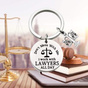 FUTOP Lawyer Gift Don’t Mess With Me, I Work With Lawyers All Day Keychain Law Assistant Gift (mess keychain)