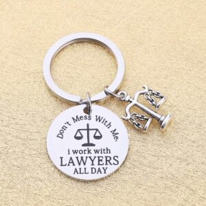 FUTOP Lawyer Gift Don’t Mess With Me, I Work With Lawyers All Day Keychain Law Assistant Gift (mess keychain)