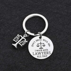 FUTOP Lawyer Gift Don’t Mess With Me, I Work With Lawyers All Day Keychain Law Assistant Gift (mess keychain)