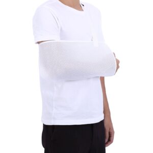 arm sling immobilizer shoulder wrist soft elbow brace forearm cool mesh breathable support strap for fracture,fractured arm dislocation sprain strain (white)