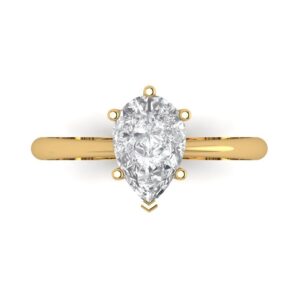 clara pucci 2.0 ct pear cut solitaire genuine moissanite wedding bridal designer anniversary engagement ring in 14k yellow gold for women