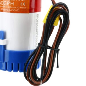 Amarine Made Bilge Pump, 12v Boat Pump 750gph Marine Boat Bilge Pumps, Submersible Boat Water Pump for Ponds, Pools, Fishing Boats, RV and Marine Use