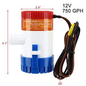 Amarine Made Bilge Pump, 12v Boat Pump 750gph Marine Boat Bilge Pumps, Submersible Boat Water Pump for Ponds, Pools, Fishing Boats, RV and Marine Use