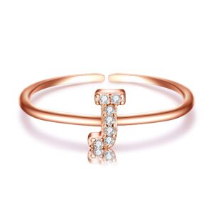 elequeen 14k rose gold plated stackable initial letter j ring 925 sterling silver alphabet ring fashion for women girls