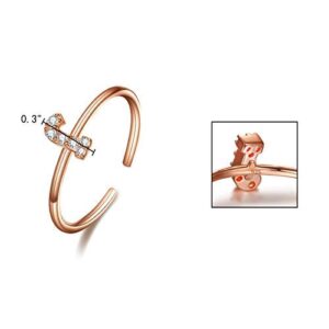 EleQueen 14K Rose Gold Plated Stackable Initial Letter J Ring 925 Sterling Silver Alphabet Ring Fashion for Women Girls