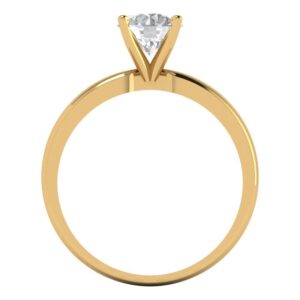 Clara Pucci 1.0 ct Round Cut Solitaire Genuine Moissanite Wedding Bridal Designer Anniversary Engagement Ring in 14k Yellow Gold for Women