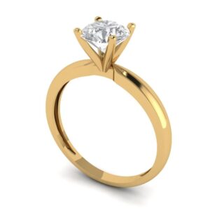 Clara Pucci 1.0 ct Round Cut Solitaire Genuine Moissanite Wedding Bridal Designer Anniversary Engagement Ring in 14k Yellow Gold for Women