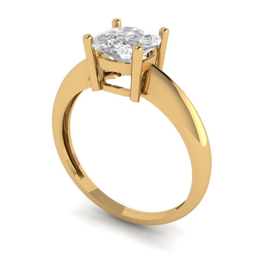 Clara Pucci 1.50 ct Cushion Cut Solitaire Genuine Moissanite Wedding Bridal Designer Anniversary Engagement Ring in 14k Yellow Gold