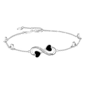 pupillemon infinity ankle bracelet for women, 925 sterling silver charm adjustable anklet, large bracelet fine jewelry