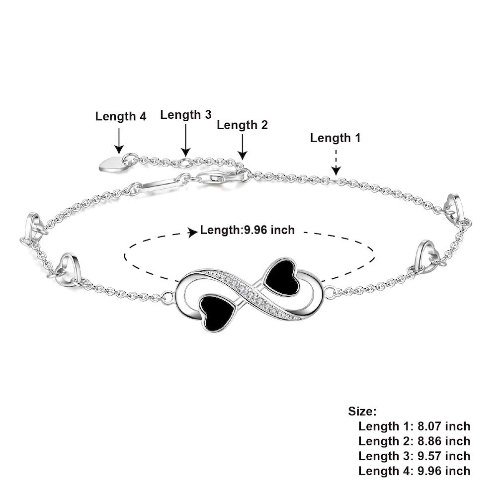 PUPILLEMON Infinity Ankle Bracelet for Women, 925 Sterling Silver Charm Adjustable Anklet, Large Bracelet Fine Jewelry