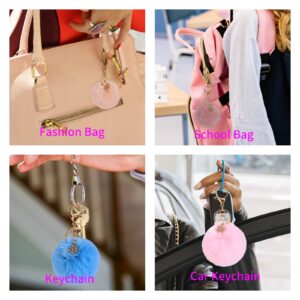 Kinglighten Pom Pom Keychain Fluffy Keychain Purse Bag Charm Fluffy Ball Key Chain for Women (pale pinkish grey)