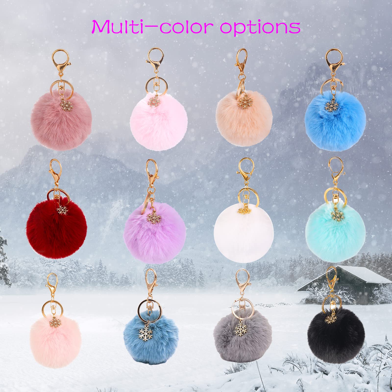 Kinglighten Pom Pom Keychain Fluffy Keychain Purse Bag Charm Fluffy Ball Key Chain for Women (pale pinkish grey)