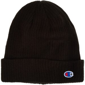 Champion Logo Cuff Beanie, Black/Red/Blue, One Size