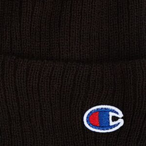 Champion Logo Cuff Beanie, Black/Red/Blue, One Size