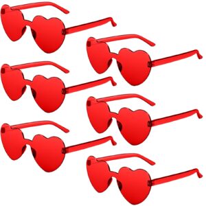 rtbofy 6 pack heart sunglasses, heart shaped sunglasses with transparent candy color for women party favor