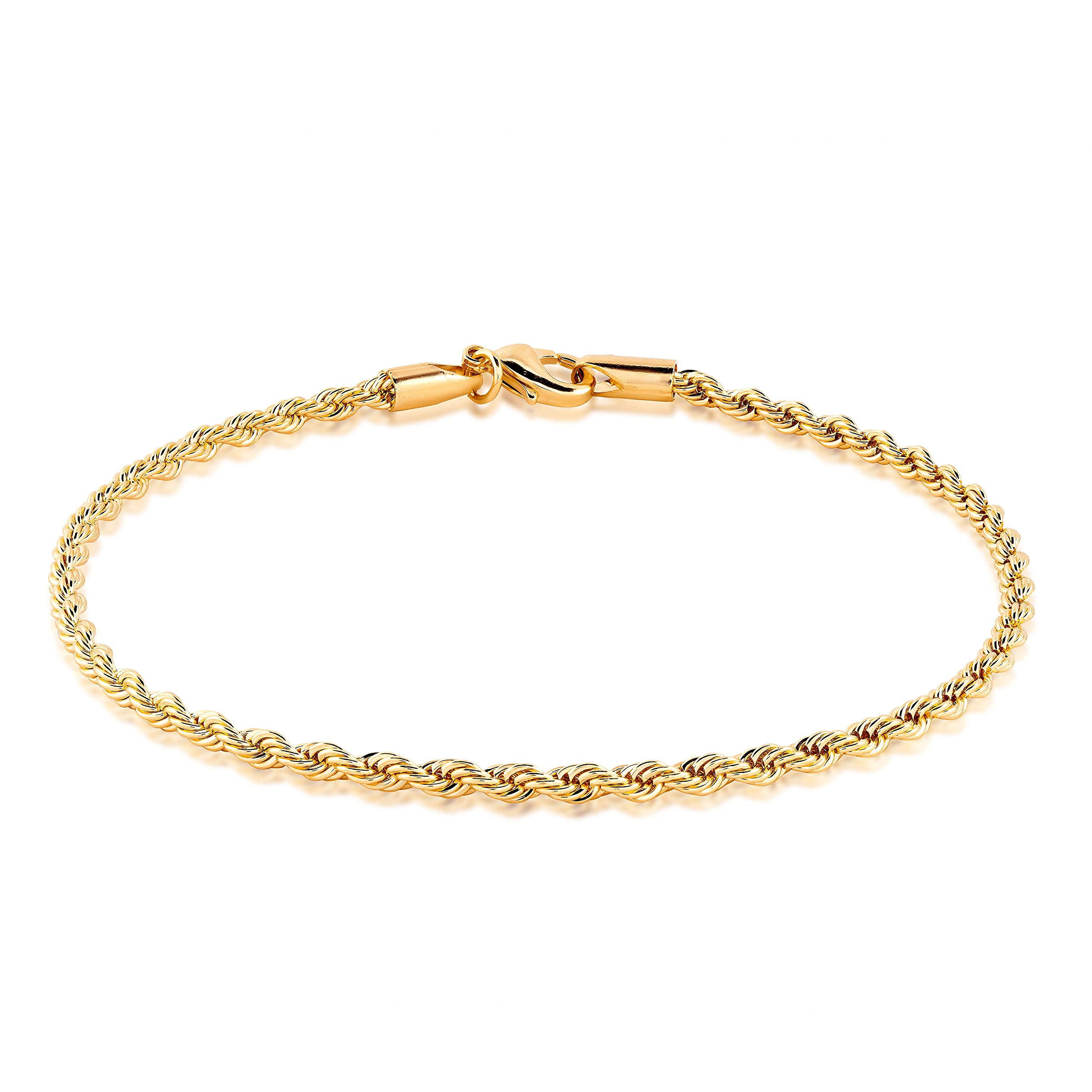 Barzel 18K Gold Plated Braided Rope Anklet for Women, 10 Inches - Made In Brazil