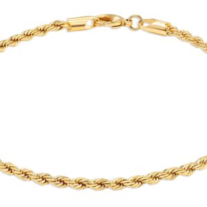 Barzel 18K Gold Plated Braided Rope Anklet for Women, 10 Inches - Made In Brazil