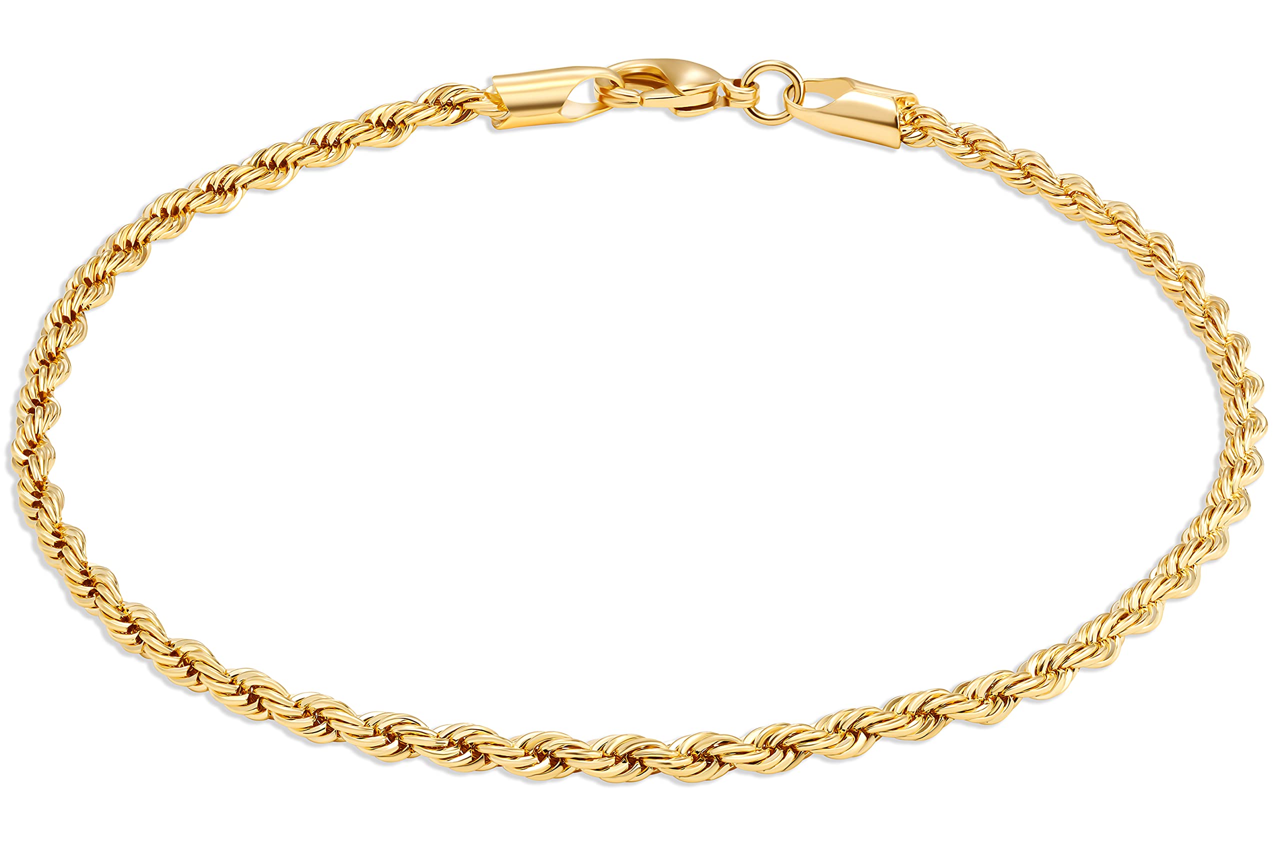 Barzel 18K Gold Plated Braided Rope Anklet for Women, 10 Inches - Made In Brazil